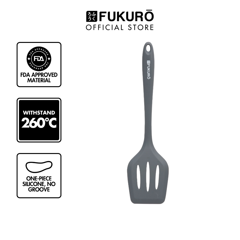 Fukuro Silicone Slotted Turner 12" Non Stick Kitchen Utensils Stir-Fry ...