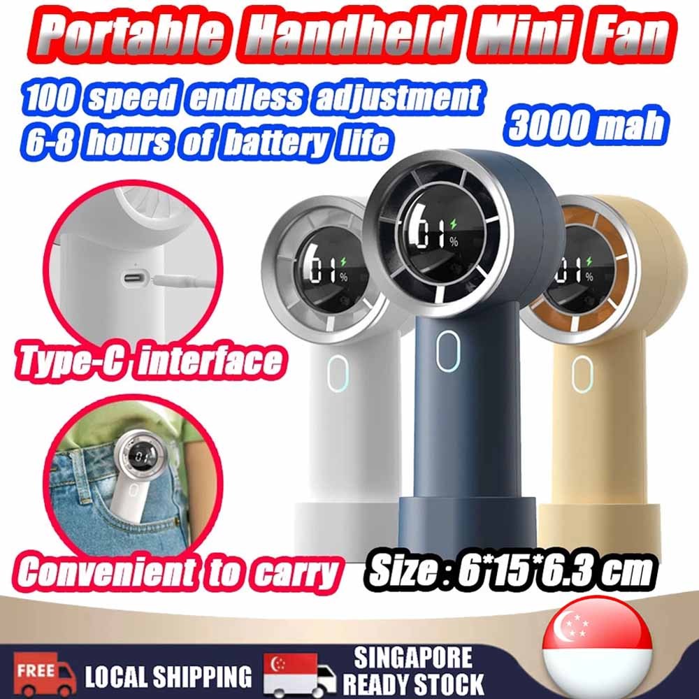 [SG Stock] Upgrade Portable Handheld Turbofan Fan 100-Speed Strong Wind ...
