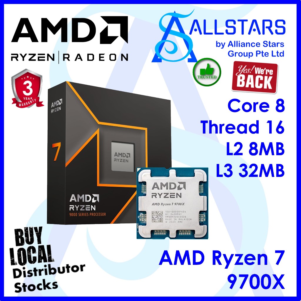 AMD Ryzen 7 9700X AM5 Box Processor (Core 8 / Thread 16 / 40MB cache ...