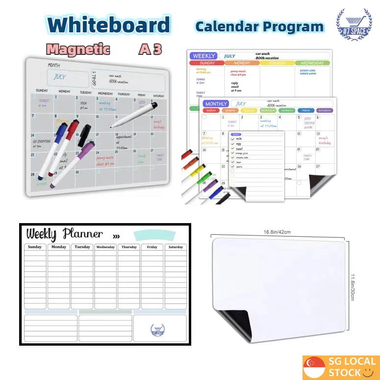 🔥SG LOCAL STOCK🔥Fridge Calendar Program A3 Magnetic Schedules Message ...