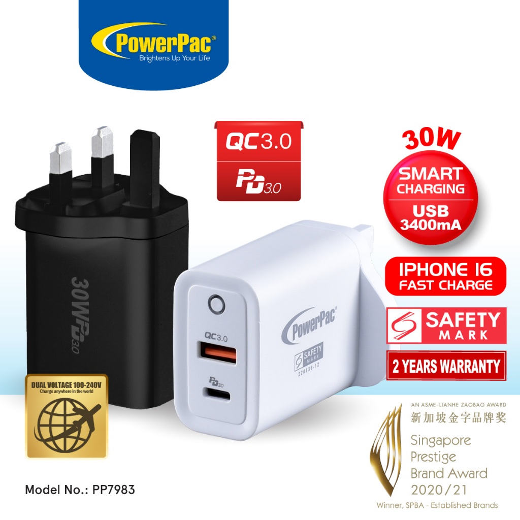 PowerPac 30W Charger Fast Charge Quick Charge 3.0 | PD 3.0 USB Charger ...