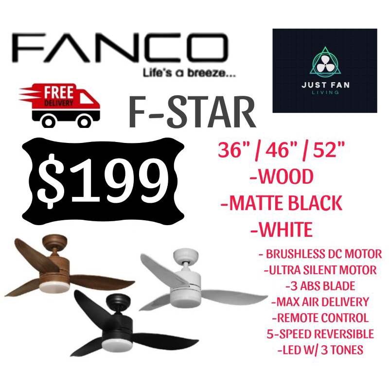 FANCO F-STAR DC 3 BLADE CEILING FAN | Shopee Singapore