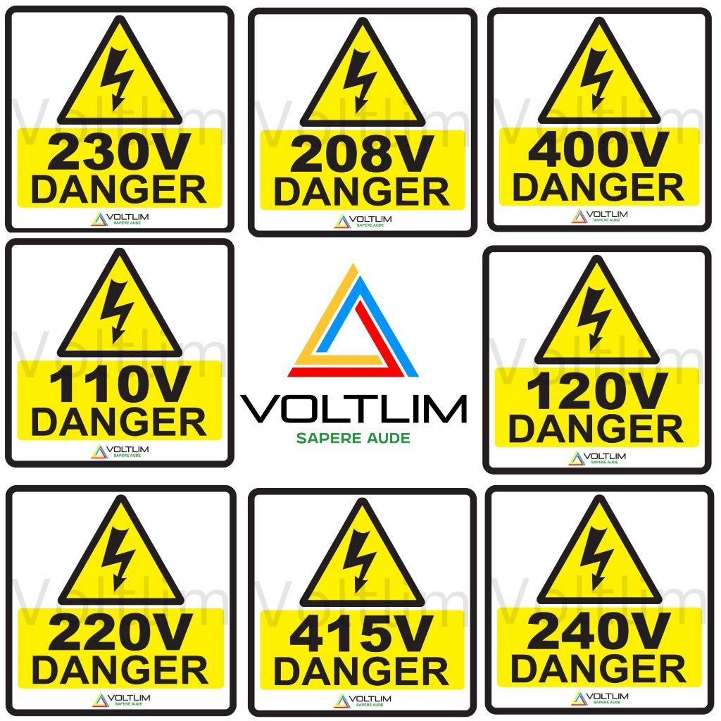 SS 638 Danger Voltage Warning Symbol Label Sticker (Various Voltage ...