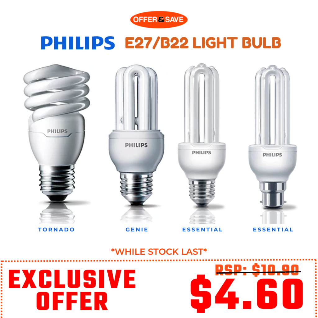 PHILIPS Enegry Saving Bulb LED Light Bulb E27/B22 Tornado/Genie/Essential 8W ~ 24W | Shopee ...