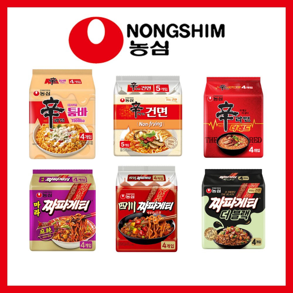[Nongshim] Korean Popular Ramen 4-Pack 6 Flavor: Shin Ramyun Tumba ...