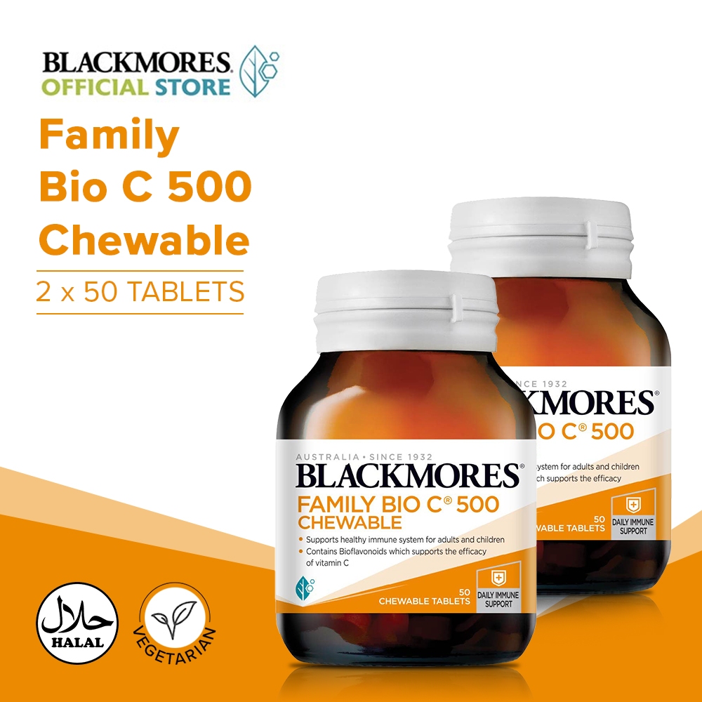 [Bundle of 2] Blackmores Family Bio C 500 Chewable Vitamin C 50s (Halal ...