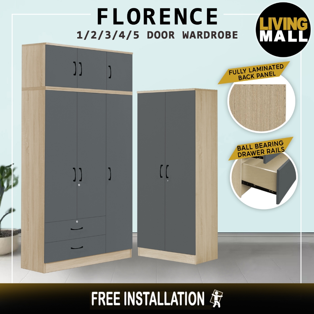 Livingmall Florence Series 1/2/3/4/5 Doors Tall Wardrobe with Drawers ...