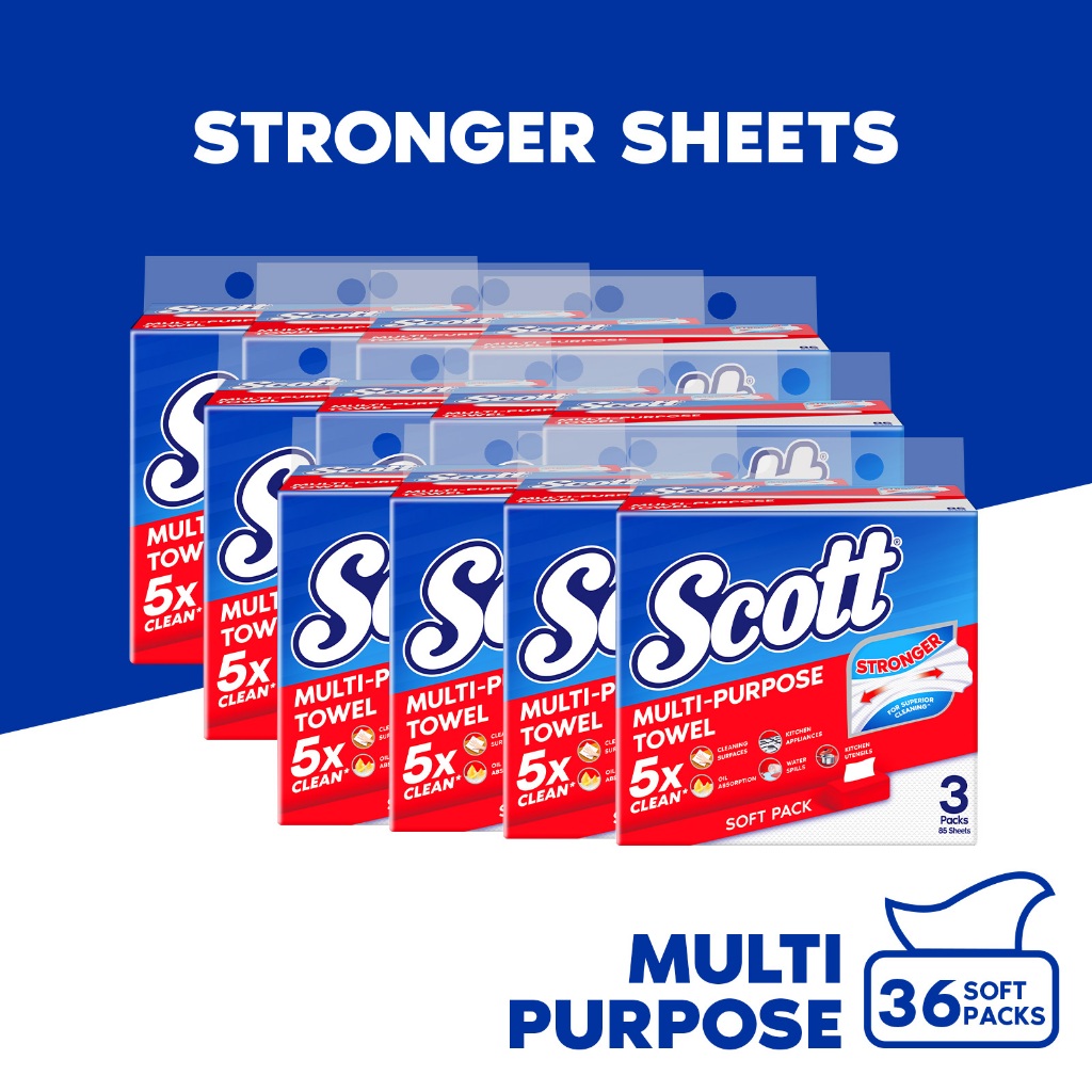 [1 Carton] Scott Multipurpose Interfolded Kitchen Towel (85 sheets ...