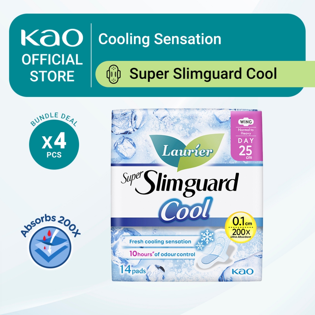 Laurier Super Slimguard Cool 25cm (Bundle of 4) | Shopee Singapore