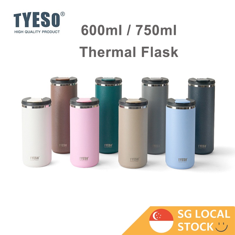 TYESO Thermal Flask 600ml/750ml Vacuum Insulated Water Bottle Stainless Steel Tumbler Leakproof ...