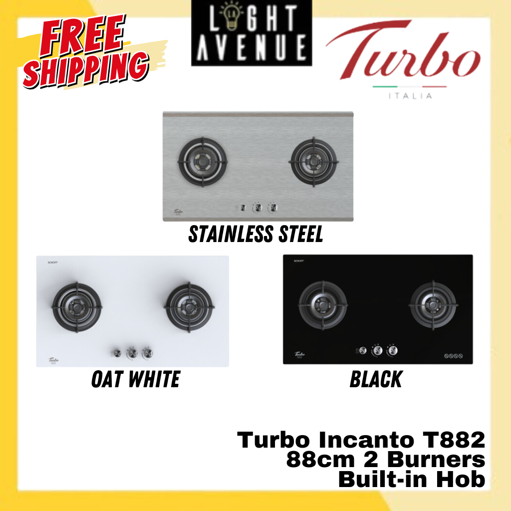 (FREE DELIVERY)Turbo Incanto T882-SSV/GV-BK/GV-OW 88cm 2 Burners Built-in Hob | Shopee Singapore
