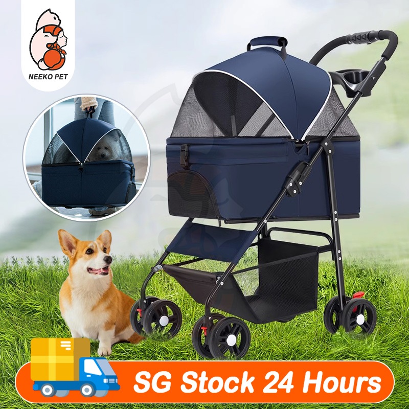 SG 2in1 Detachable Foldable Pet Stroller Pet Trolley Troli Kucing ...