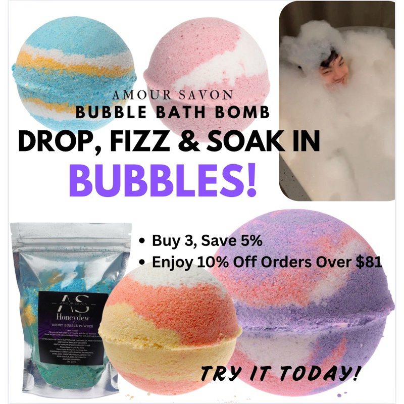🇸🇬 Bubble Bath Bomb 240g Size & Bubble Bath Powder 150g | Made in SG ...