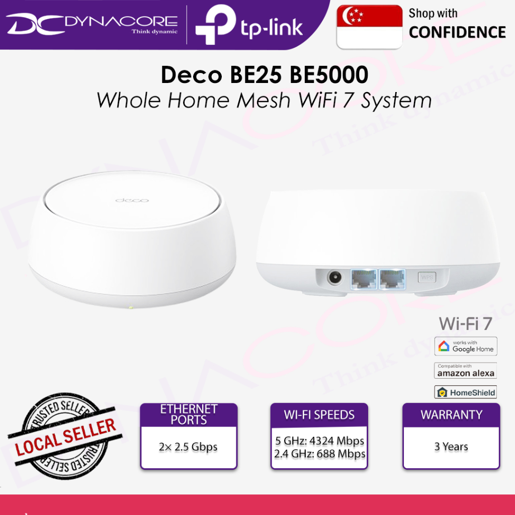 TP-LINK Deco BE25 BE5000 Whole Home Mesh WiFi 7 System - 1 Pack (3Y) | Shopee Singapore