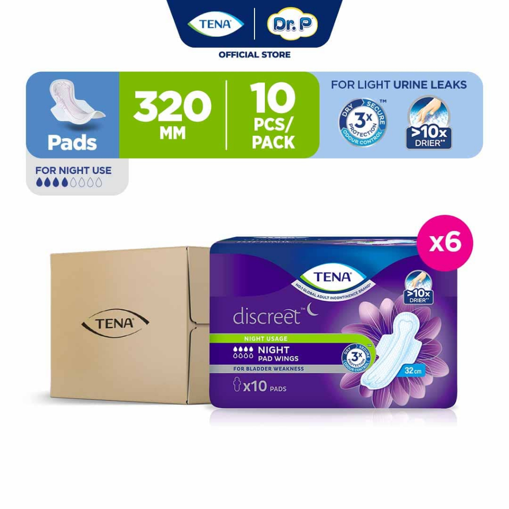 [Bundle Of 6] Tena Discreet Night Pad With Wings 320mm (10s) | Shopee ...