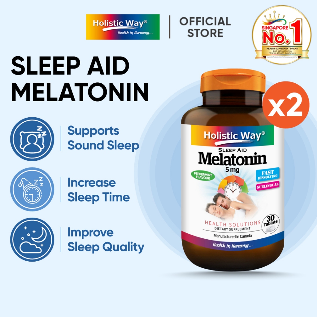 [Bundle of 2] Holistic Way Sleep Aid Melatonin 5mg - Vegetarian (30 ...