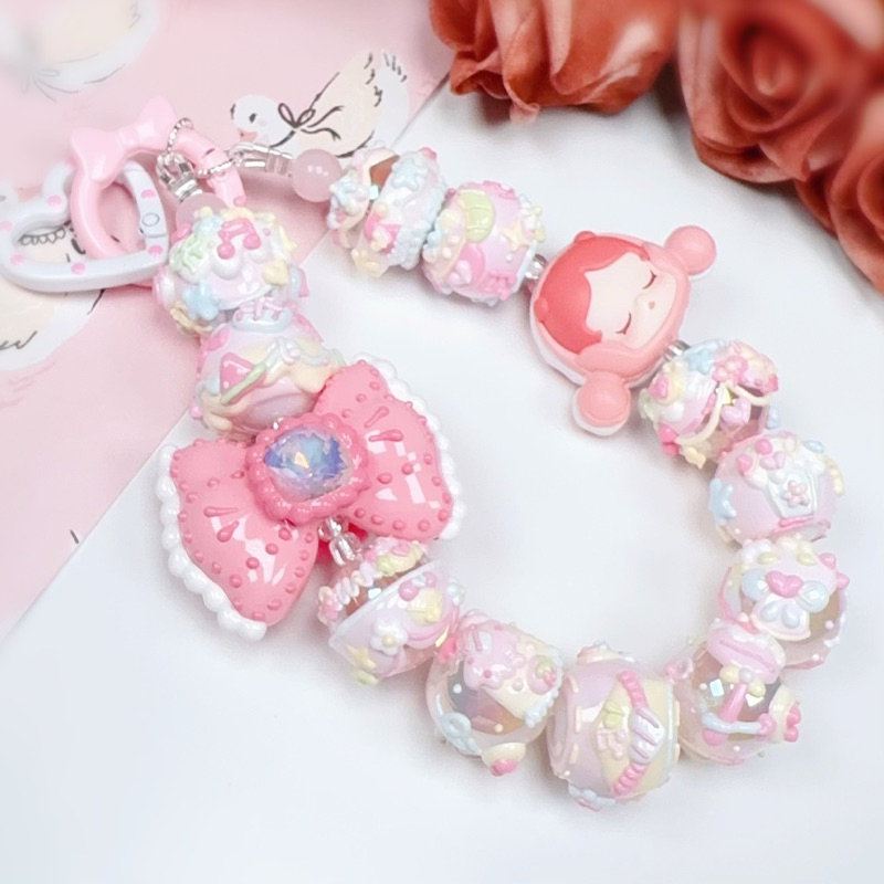 Phone Strap Bag Charm Handpainted Beads Handphone Straps Keychain ...