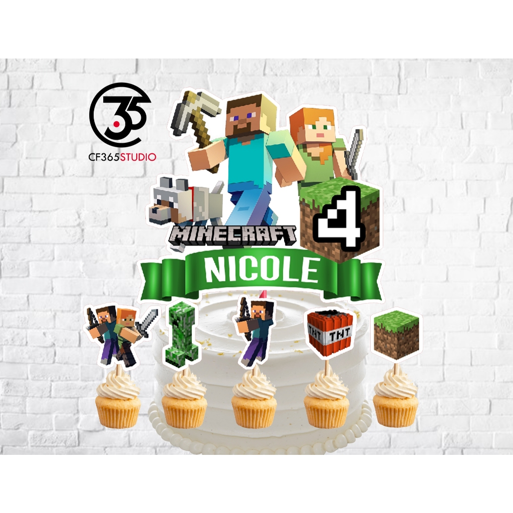 [SG SELLER] Personalized Minecraft Cake Topper, Customizable ...