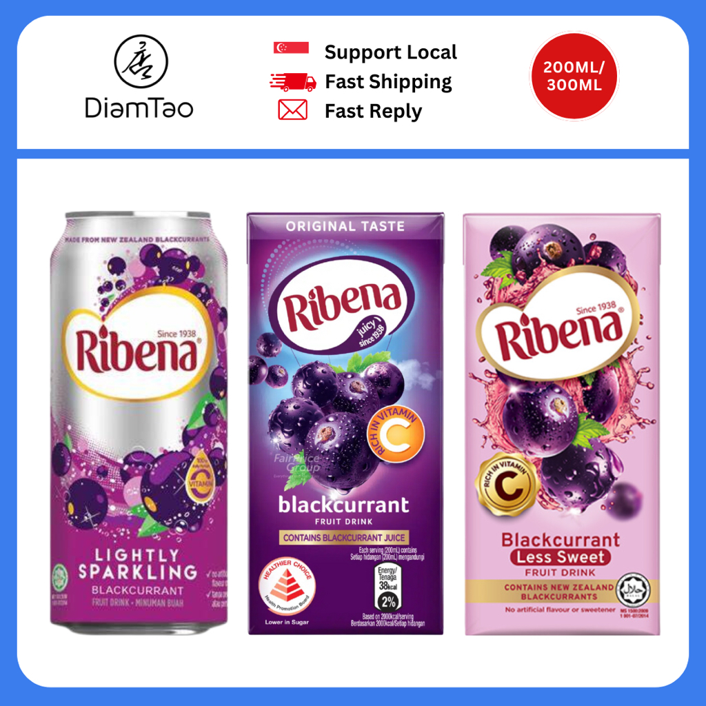 Ribena Blackcurrant Fruit Drink 200ml x 24 Packets and Lightly ...