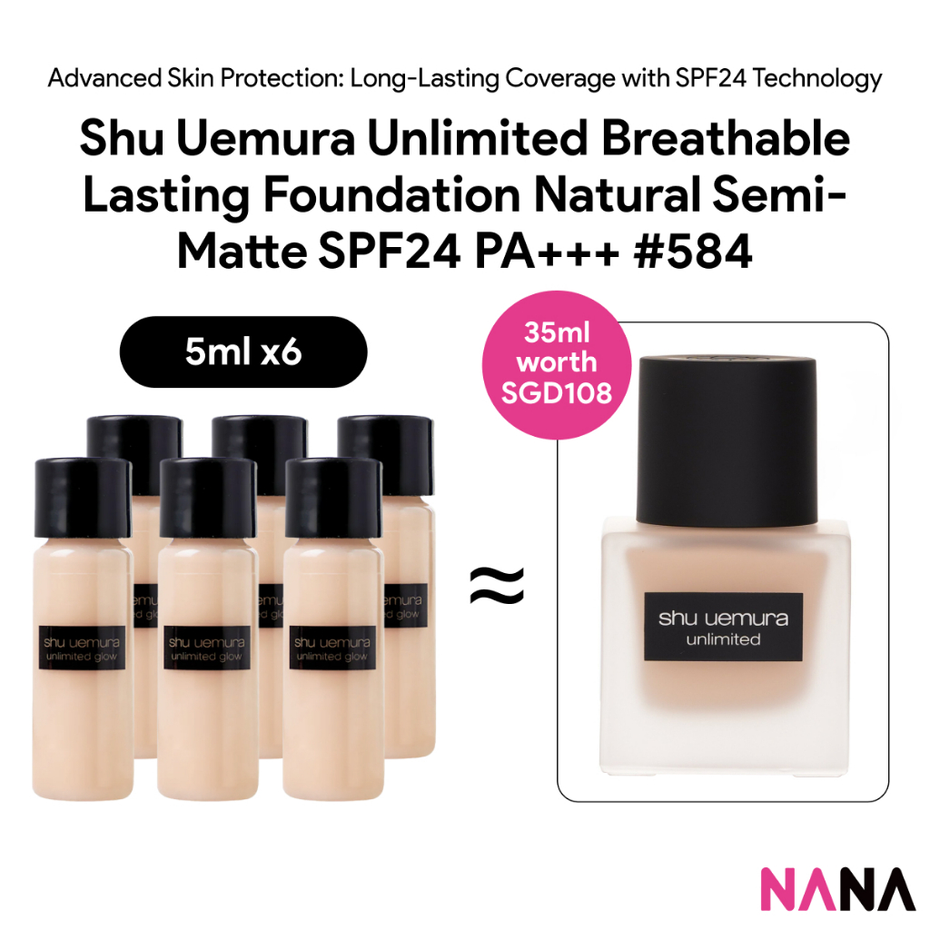shu uemura Unlimited Breathable Lasting Foundation Natural Semi-Matte SPF24 PA+++ No. 584 Sample ...