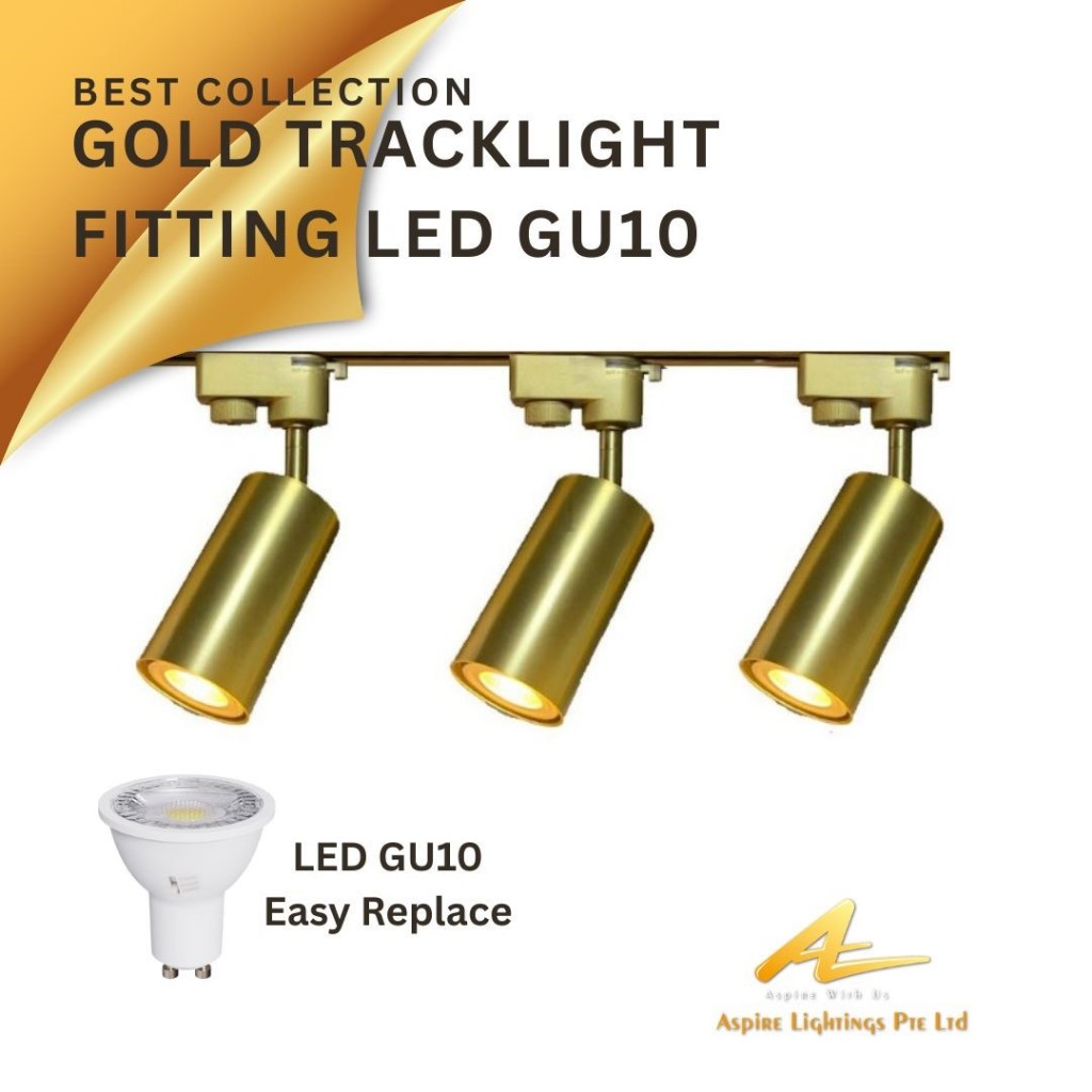 Aspire Lightings Track Light Gold LED Tracklight Free LED GU10 Bulb ...