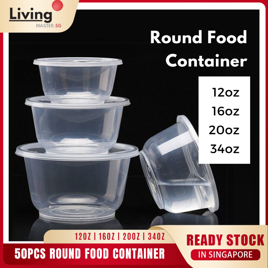 50pcs Disposable Round Food Container / Take Away Food / Fast Food ...