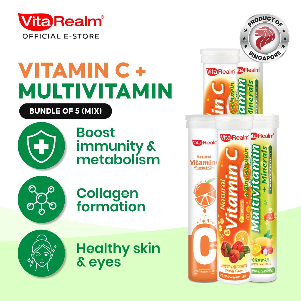 [Mix Any 5] VitaRealm Vitamin Effervescent Tablets 20s l Vitamin C with ...