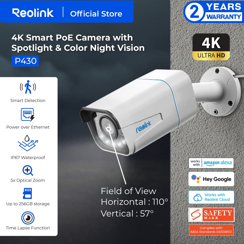 Reolink P430 : Time Lapse 4K Outdoor Camera, PoE, 5X Optical Zoom ...