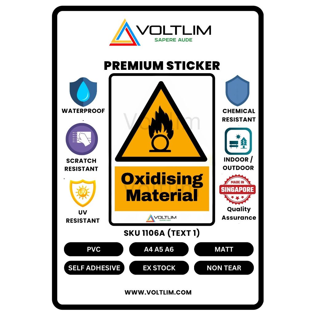 Oxidising Symbol Warning Sign Label Sticker (Various Texts & Sizes ...