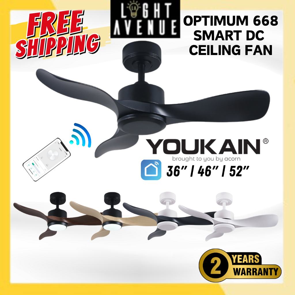 YOUKAIN Optimum 668 DC Smart Ceiling Fan YJ-668 36 / 46 / 52 inch Smart ...