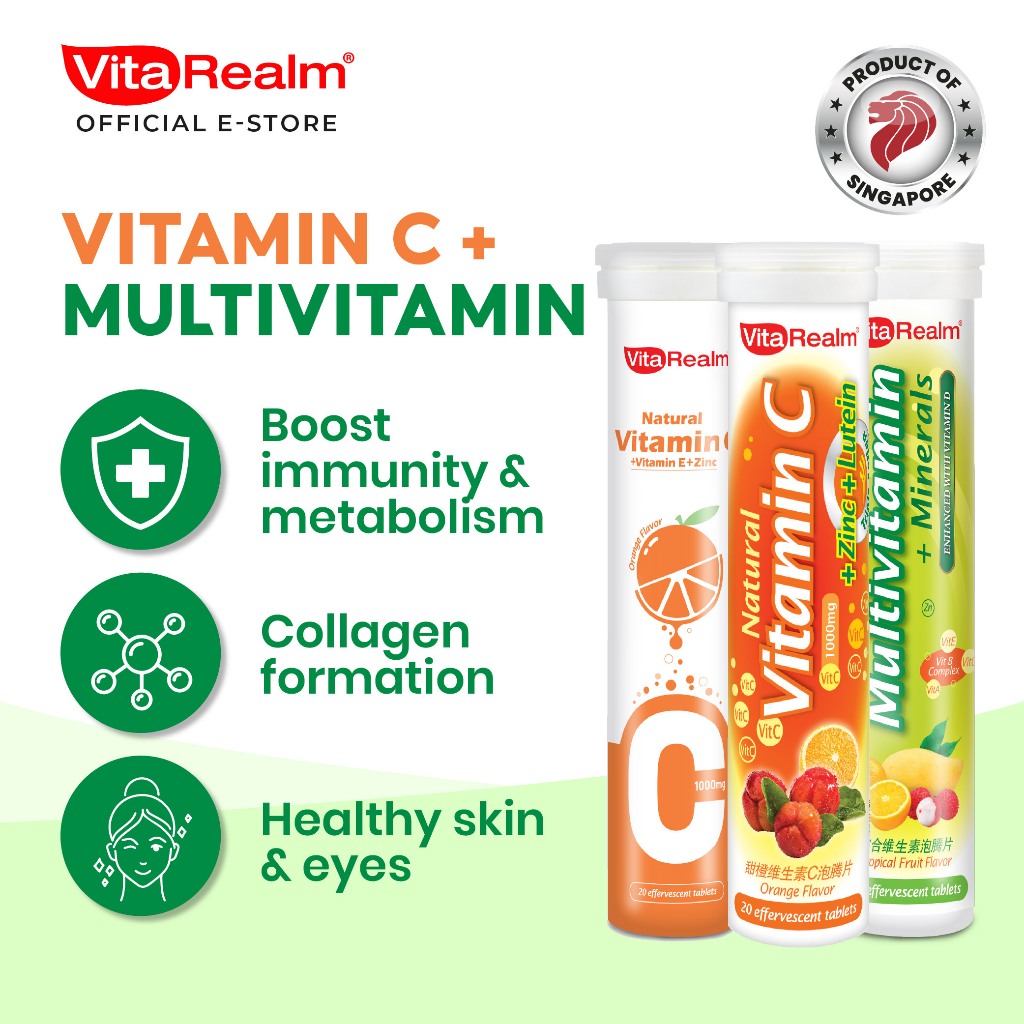 VitaRealm Vitamin Effervescent Tablets 20s l Vitamin C Multivitamin ...