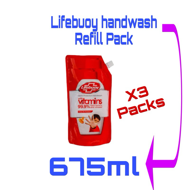 LOCAL SELLER Lifebuoy handwash refill pack 675ml x3 packs | Shopee ...
