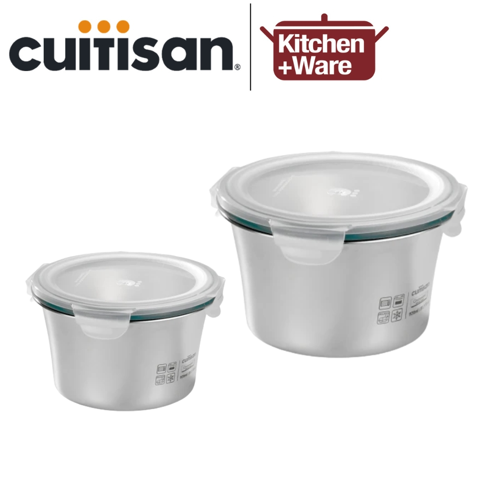[410 / 920ml] Cuitisan Simple Stainless Steel Round Food Storage ...