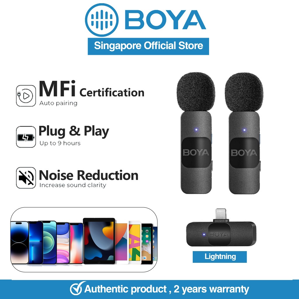 BOYA BY-V1/V2 iPhone 14 Wireless microphone Lightning Lavalier Mini mic ...