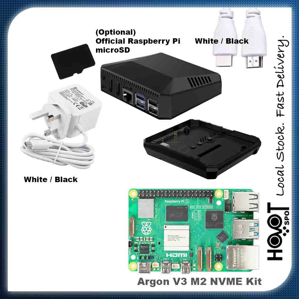 Raspberry Pi 5 8gb Kit Official Argon One V3 M2 NVME Heatsink Amor Case ...