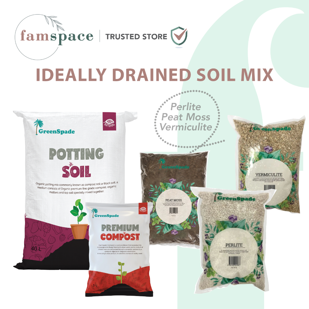 [Bundle Pack] Famspace - Ideally Drainage Soil Mix - Soil 40L, Compost ...