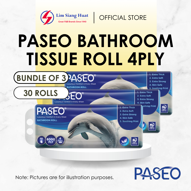 [BUNDLE OF 3] Paseo Bathroom Tissue Roll 4ply (30 rolls x 200 sheets ...