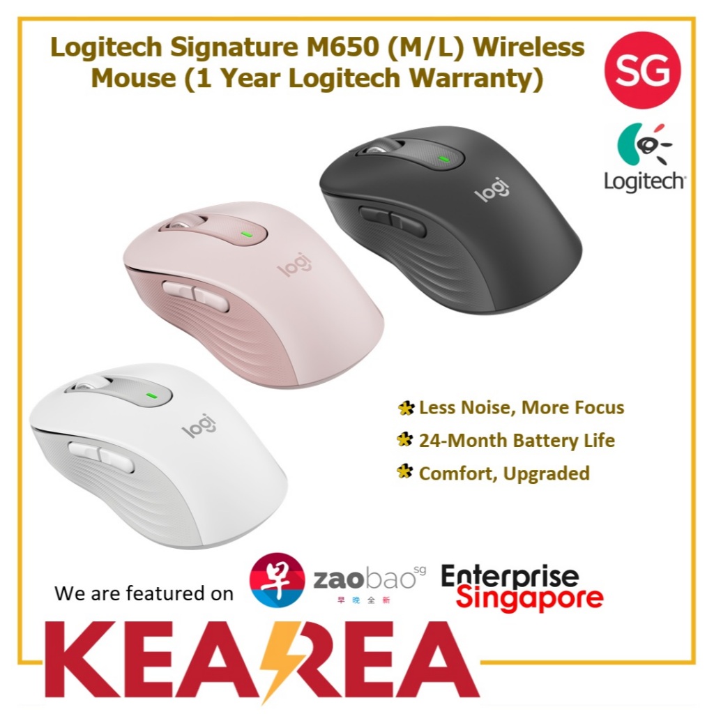 Logitech Signature M650 (M/L) Wireless Mouse (1 Year Logitech Warranty ...