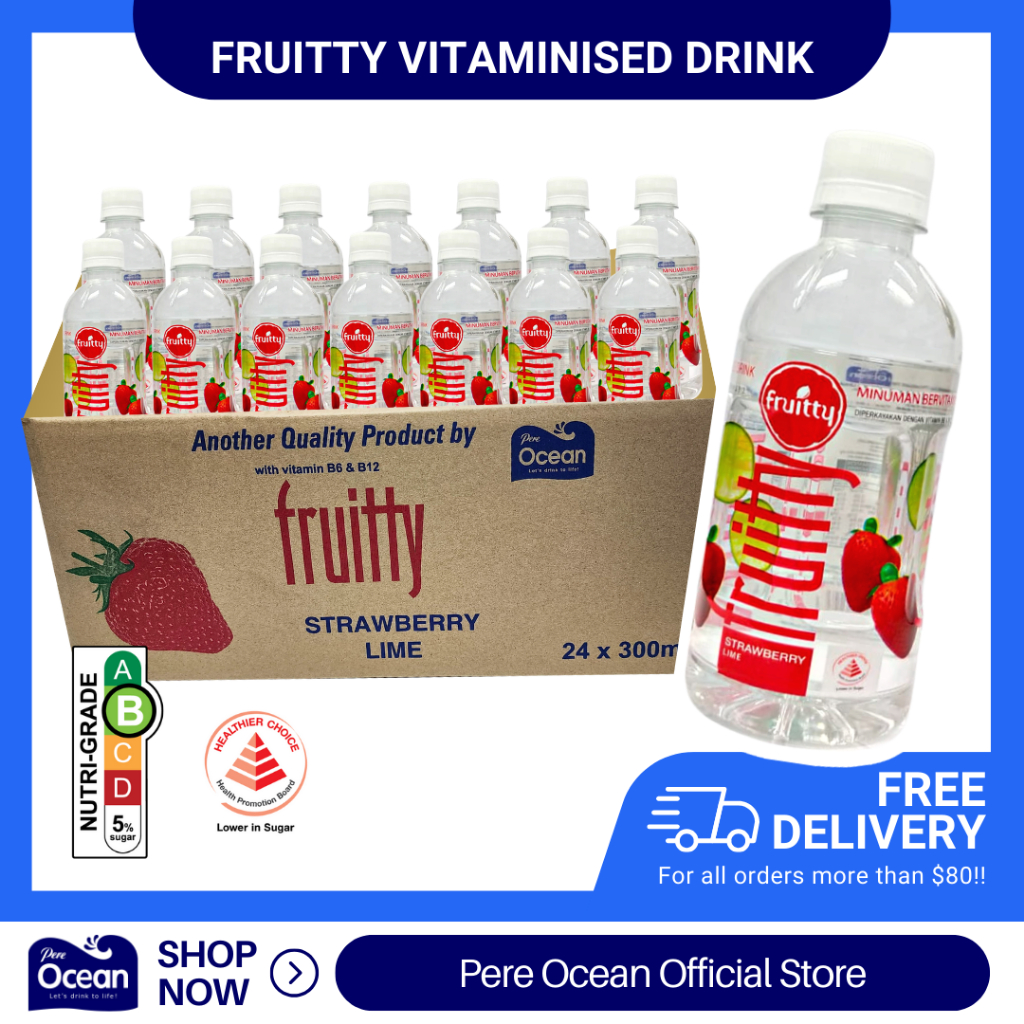 Fruitty Vitamin Drink 300ml - Strawberry (24 bottles per carton ...