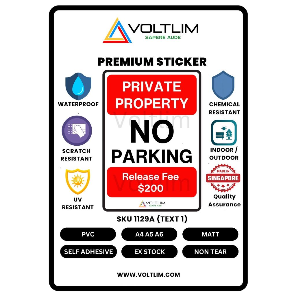 Private Property No Parking Sign Label Sticker (Various Texts & Sizes ...