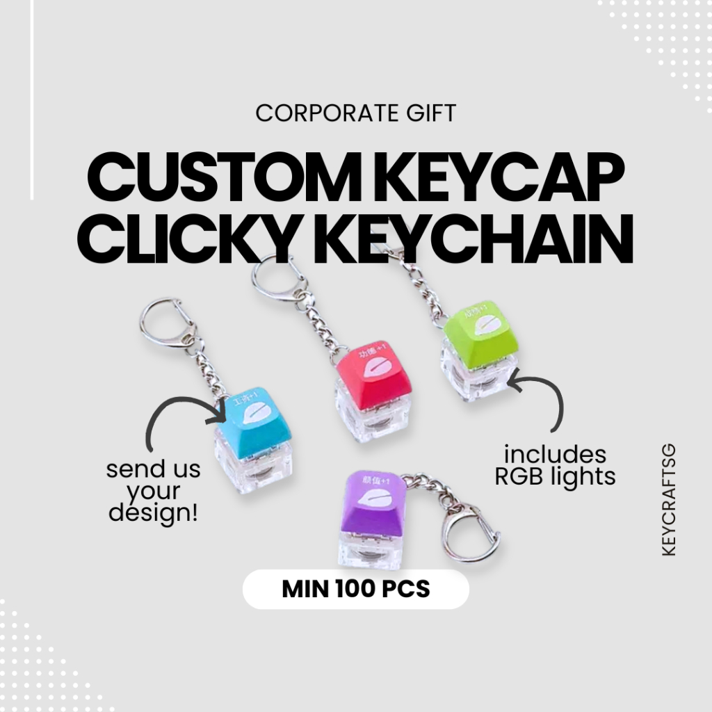 🇸🇬 [Min 100 pc] Custom Corporate Gift RGB Keycap Keychain Clicky Fidget ...
