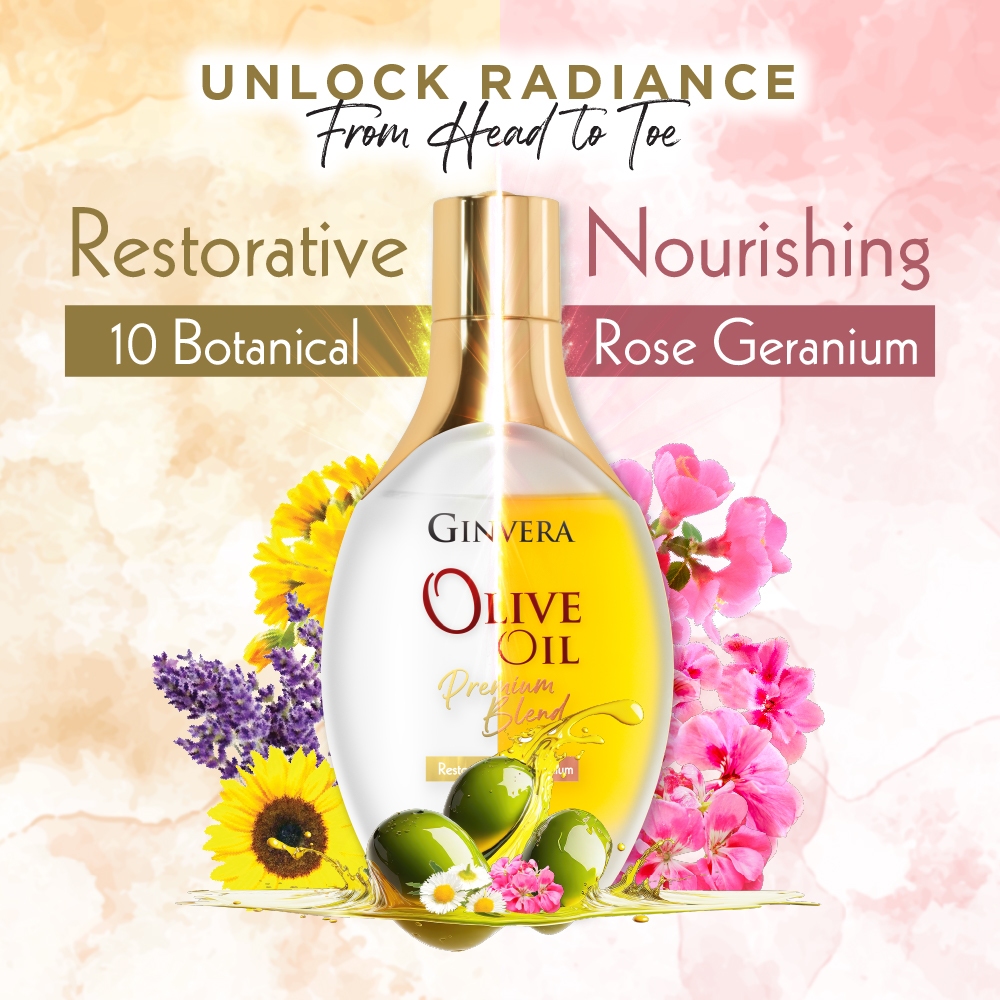 GINVERA Essential Olive Oil Elixir Premium Blend 100ml - For Hair ...