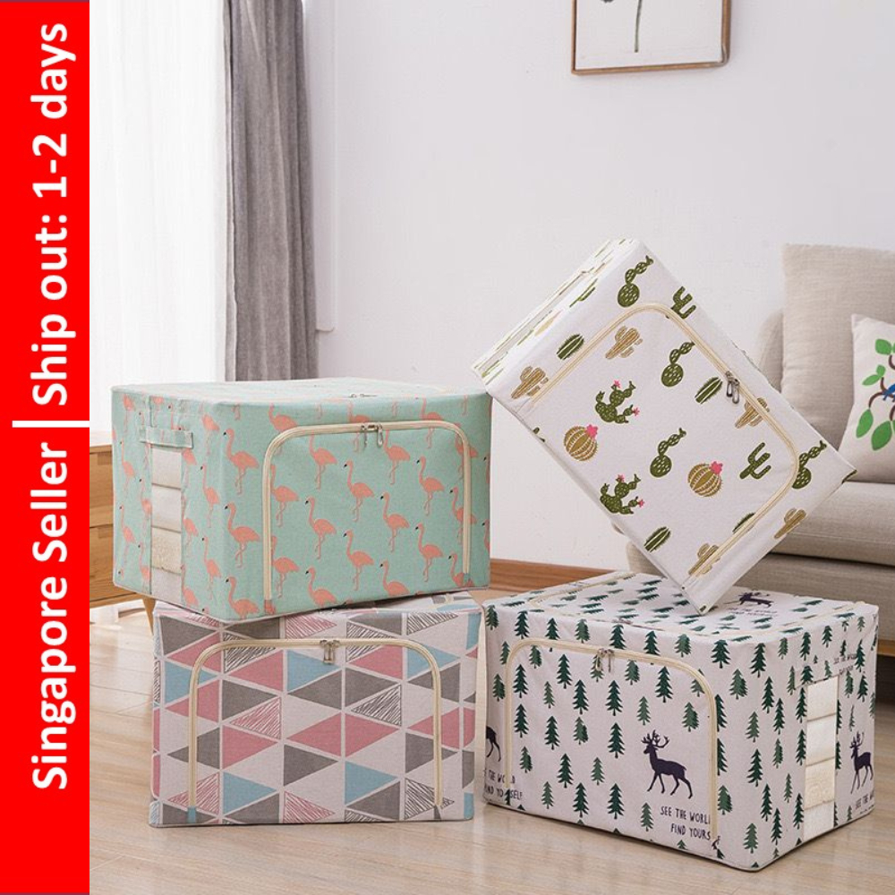Foldable Storage Box with Steel Frame 66L Dust Free Waterproof Home ...