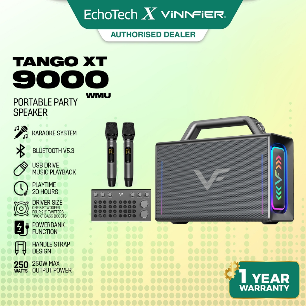 VINNFIER Tango XT9000 MAX250W Karaoke Portable Bluetooth Speaker with ...