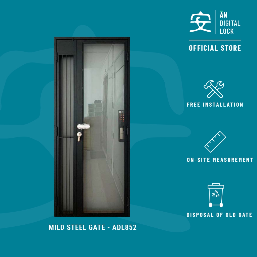 Mild Steel HDB Metal Gate (ADL852) | AN Digital Lock | Shopee Singapore