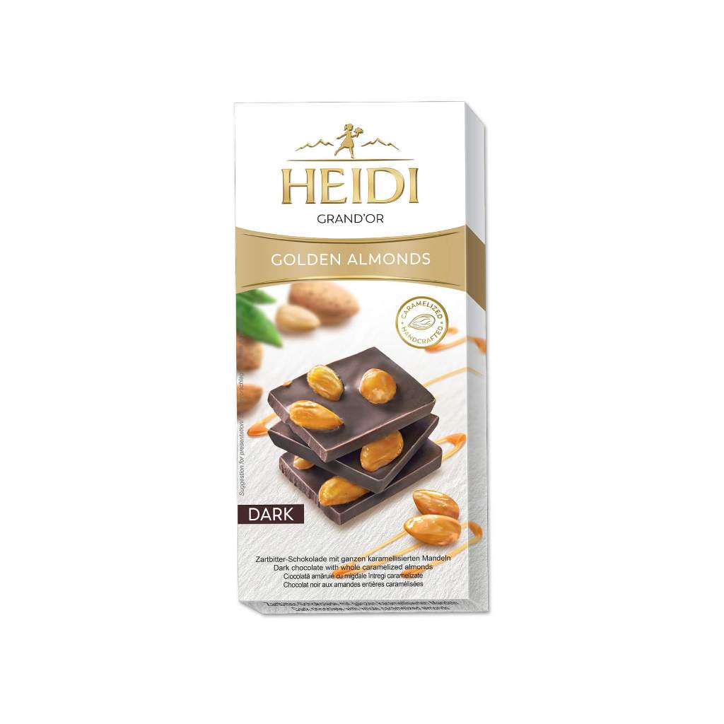 Heidi Grand 'Or Dark Chocolate Bar with Whole Caramelized Almonds 100gm ...