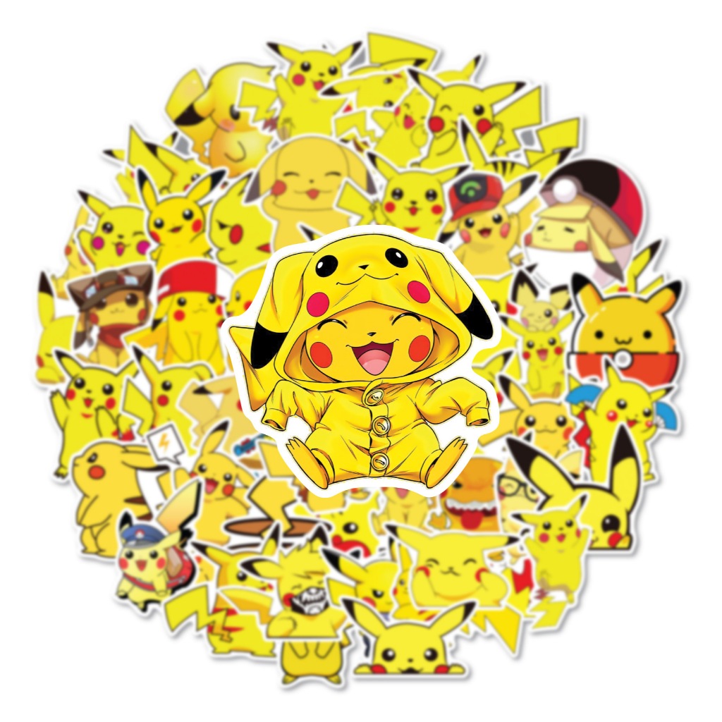 🌟READY STORE🌟 50PCS Pokémon Cartoon Stickers DIY Waterproof Sticker for ...