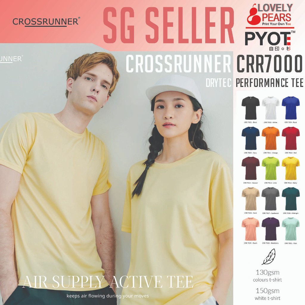 [CRR7000] Crossrunner DRYtec Performance Tee | Shopee Singapore