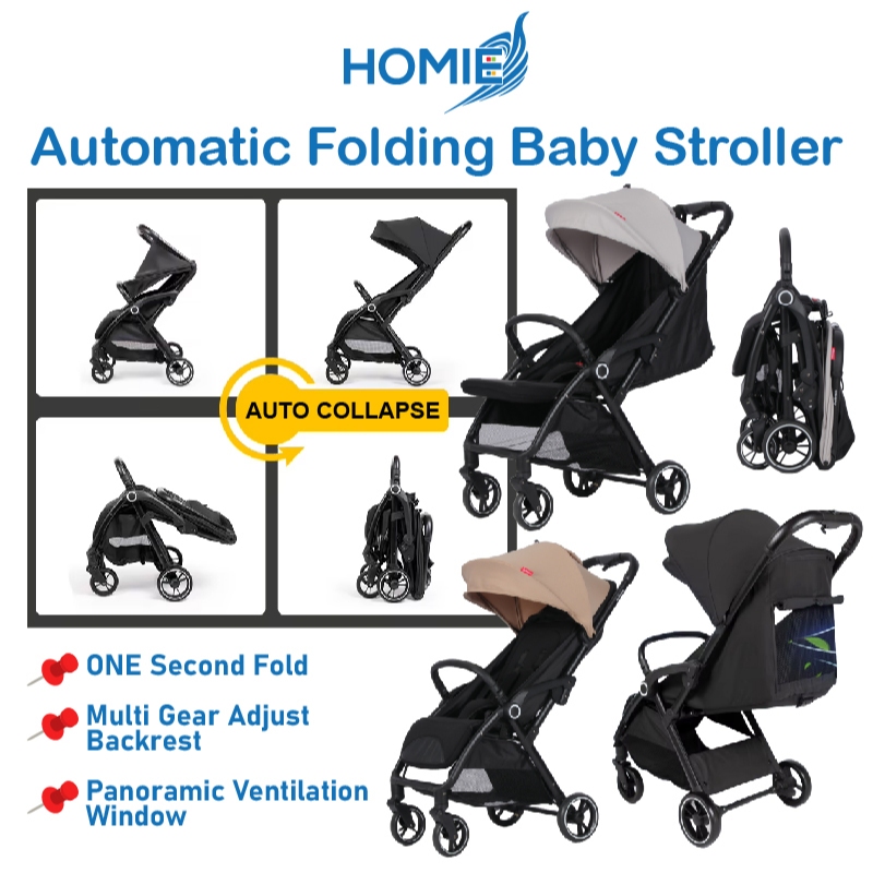 HOMIE Automatic Folding Baby Stroller/Lightweight/Soft & Breathable ...