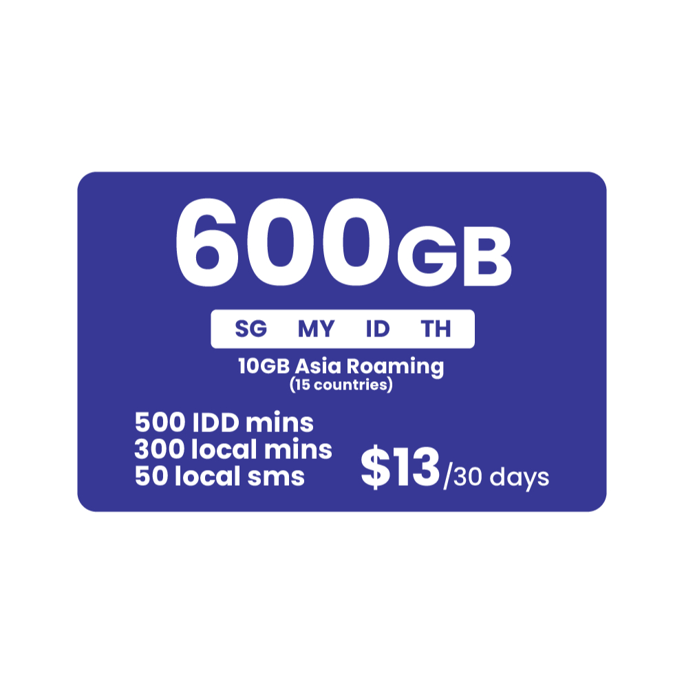 Heya $13 300GB +300GB Data Roam up to 500 IDD with min 10GB Aisa Roaming for 30 days plan ...